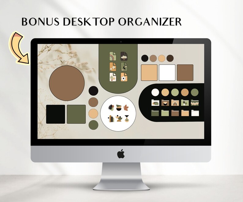 Aesthetic Boho Folder Icons for MAC and WINDOWS, Chic Desktop Folder ...