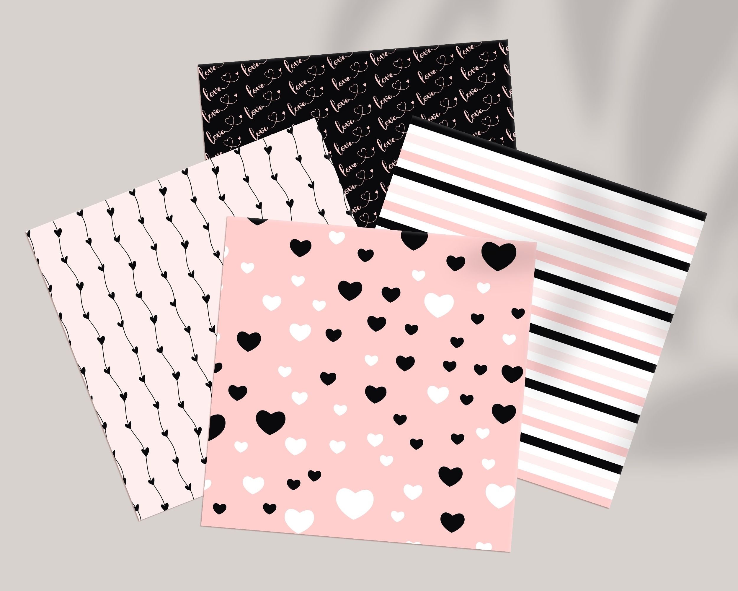 32 Chic Digital Paper Pack Pink White Black Scrapbook | Etsy
