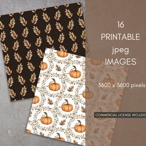 Buy 16 Rustic Autumn Floral Digital Paper Pack, Fall Aesthetic, Wedding ...