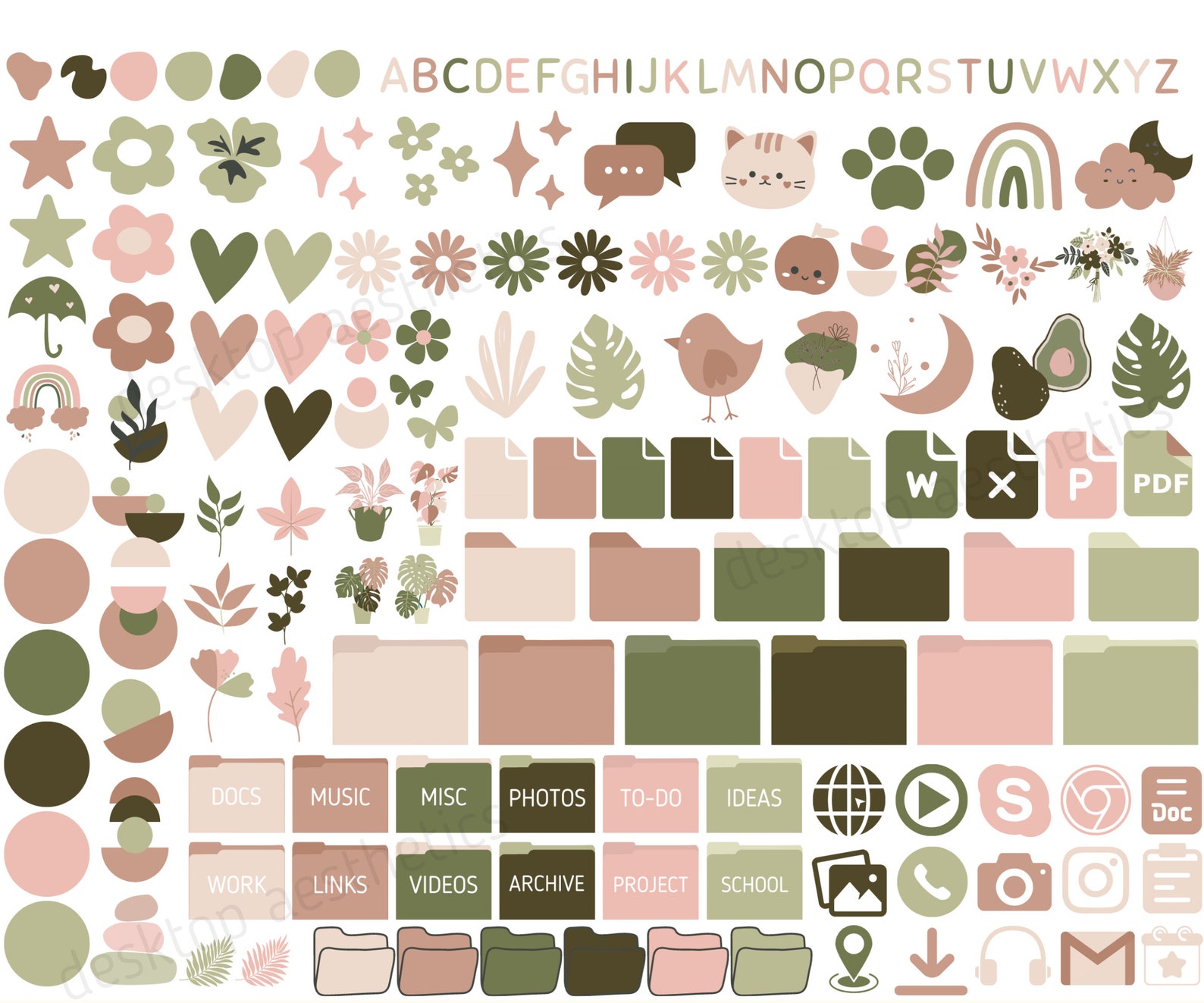 180 Botanical Desktop Folder Icons With Free Desktop Organizers for Mac ...
