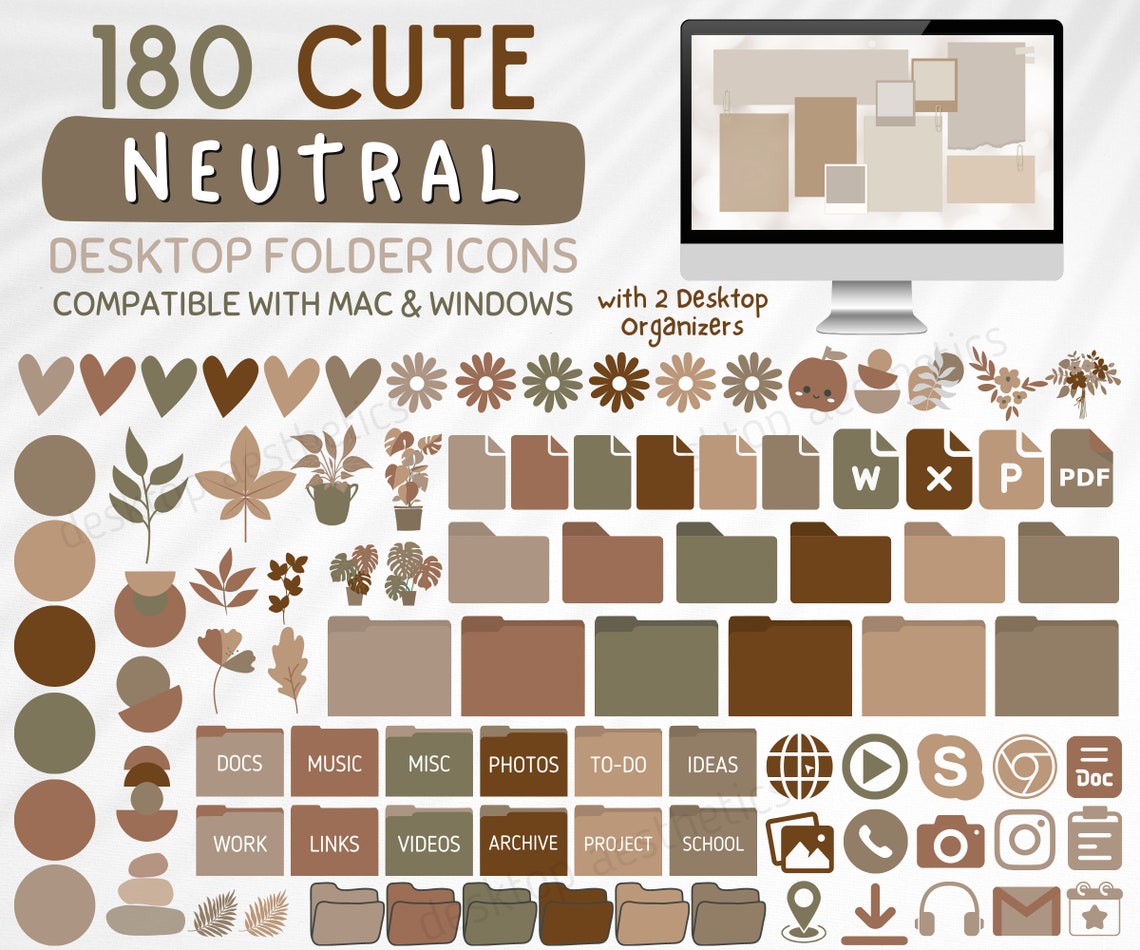 180 Desktop Neutral Folder Icons With Free Desktop Organizers for Mac ...