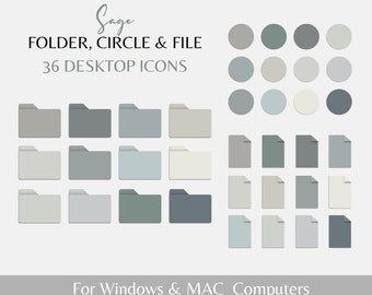 Sage Green Desktop Icons - Etsy