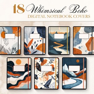 Buy 18 Whimsical Boho Goodnotes Covers, Digital Notebook Covers, Boho ...
