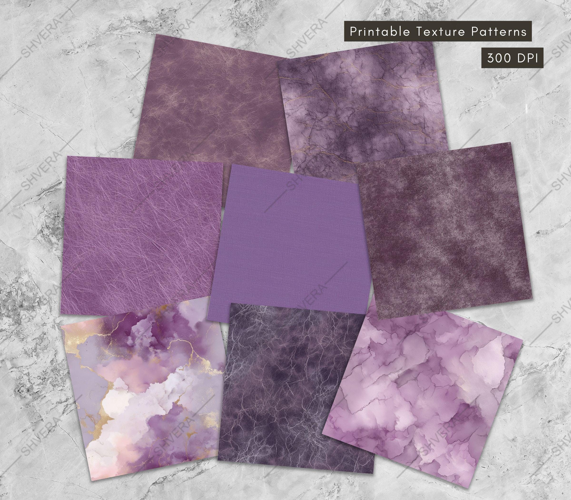 32 Seamless Luxury Purple Digital Paper Bundle, Purple and Gold Marble ...