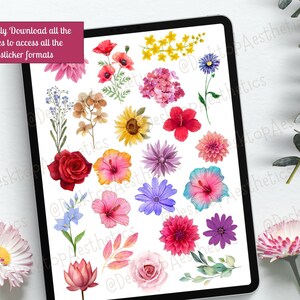 70+ Digital Floral Digital Planner Stickers Pre-cropped for Goodnotes ...