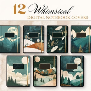 12 Whimsical Boho Goodnotes Covers, Digital Notebook Covers, Boho ...