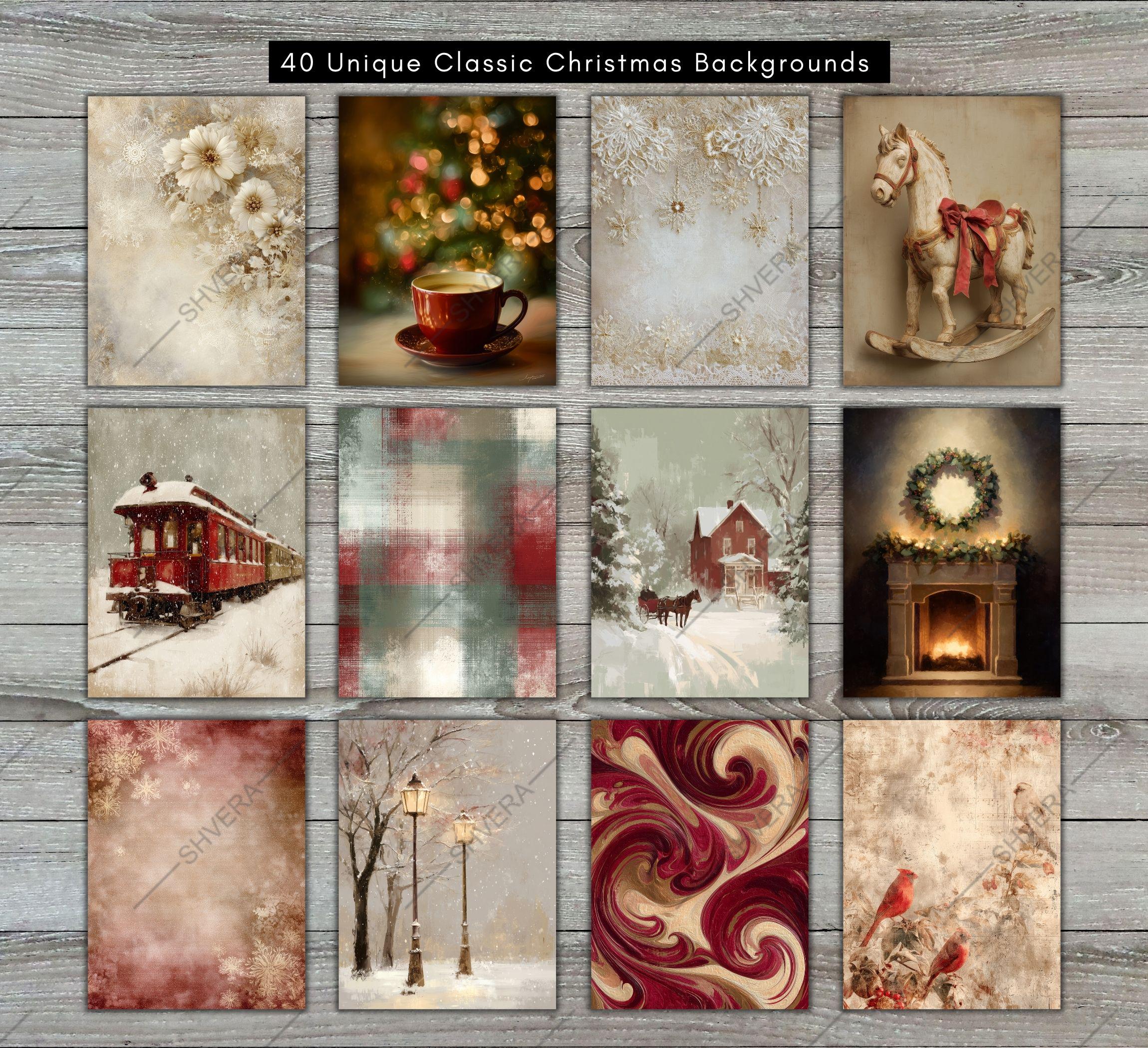 40 Classic Christmas Digital Backgrounds for Journaling and ...