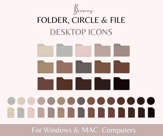 45 Brown Desktop Icons for MACBOOK and WINDOWS Circle | Etsy