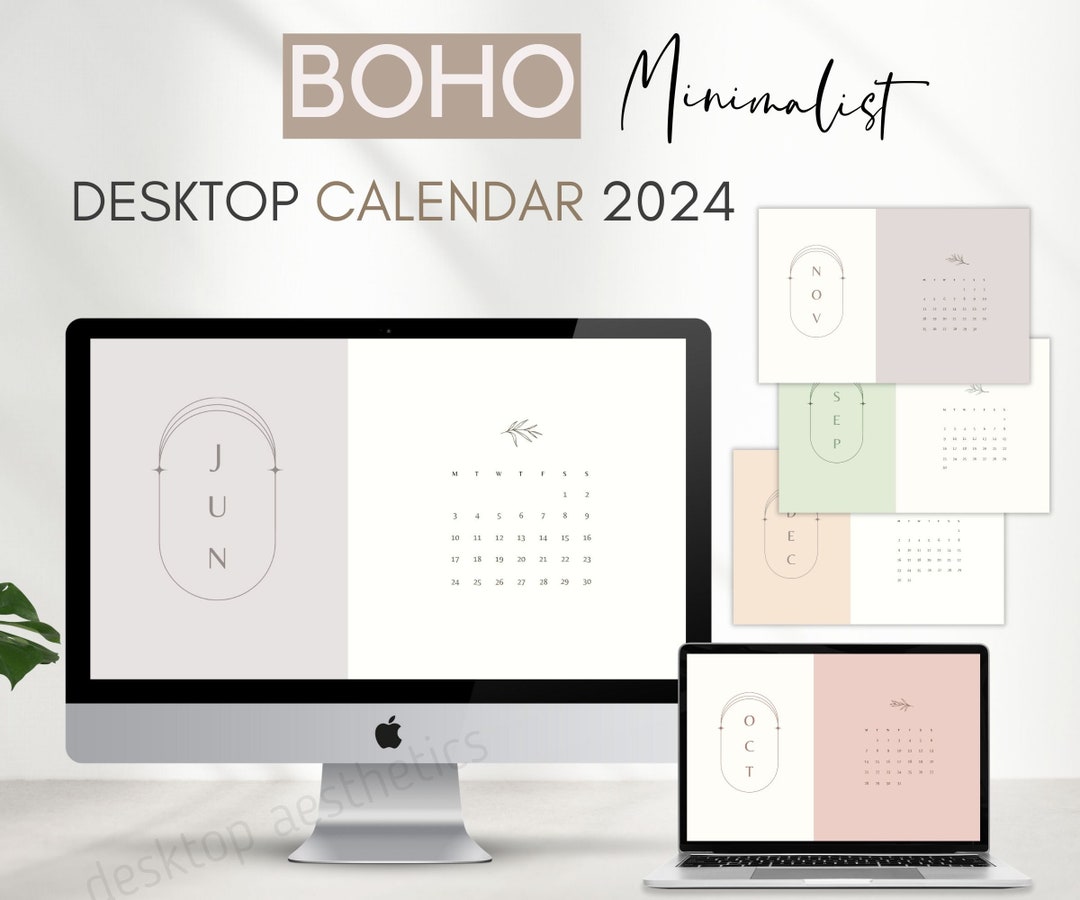 Chic Boho Minimalist Calendar 2024 for Mac and Windows Digital Download ...