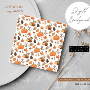 20 Fall Digital Paper Pack, Seamless Patterns, Fall Aesthetic, Cute ...