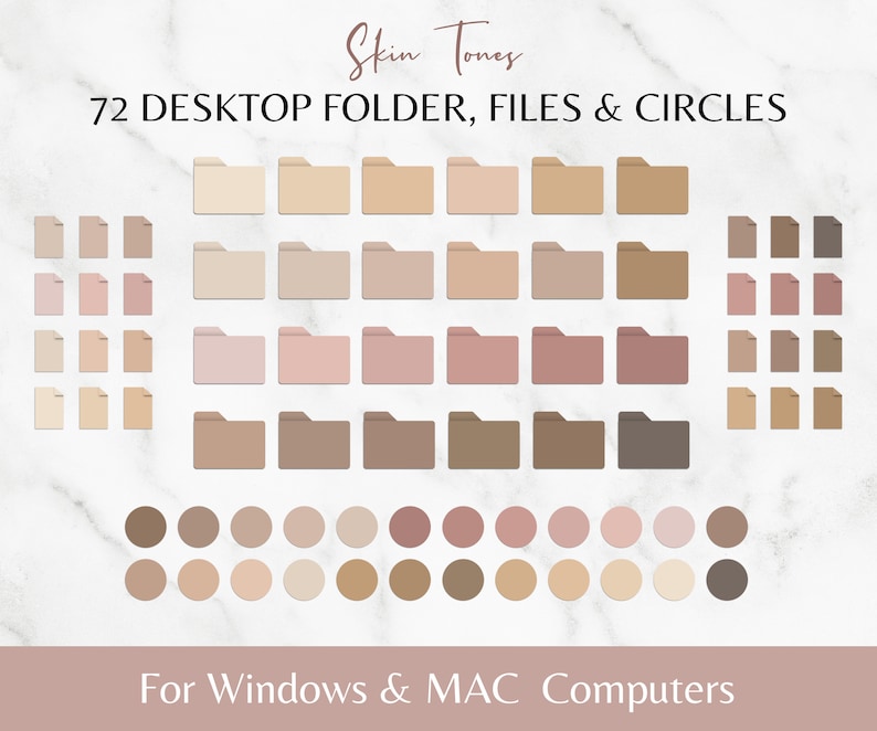 72 Skin Tones Desktop Folder Icons for MAC and WINDOWS - Etsy