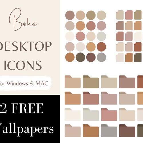 Boho Neutral Desktop Folder Icons for Mac & Windows - Etsy