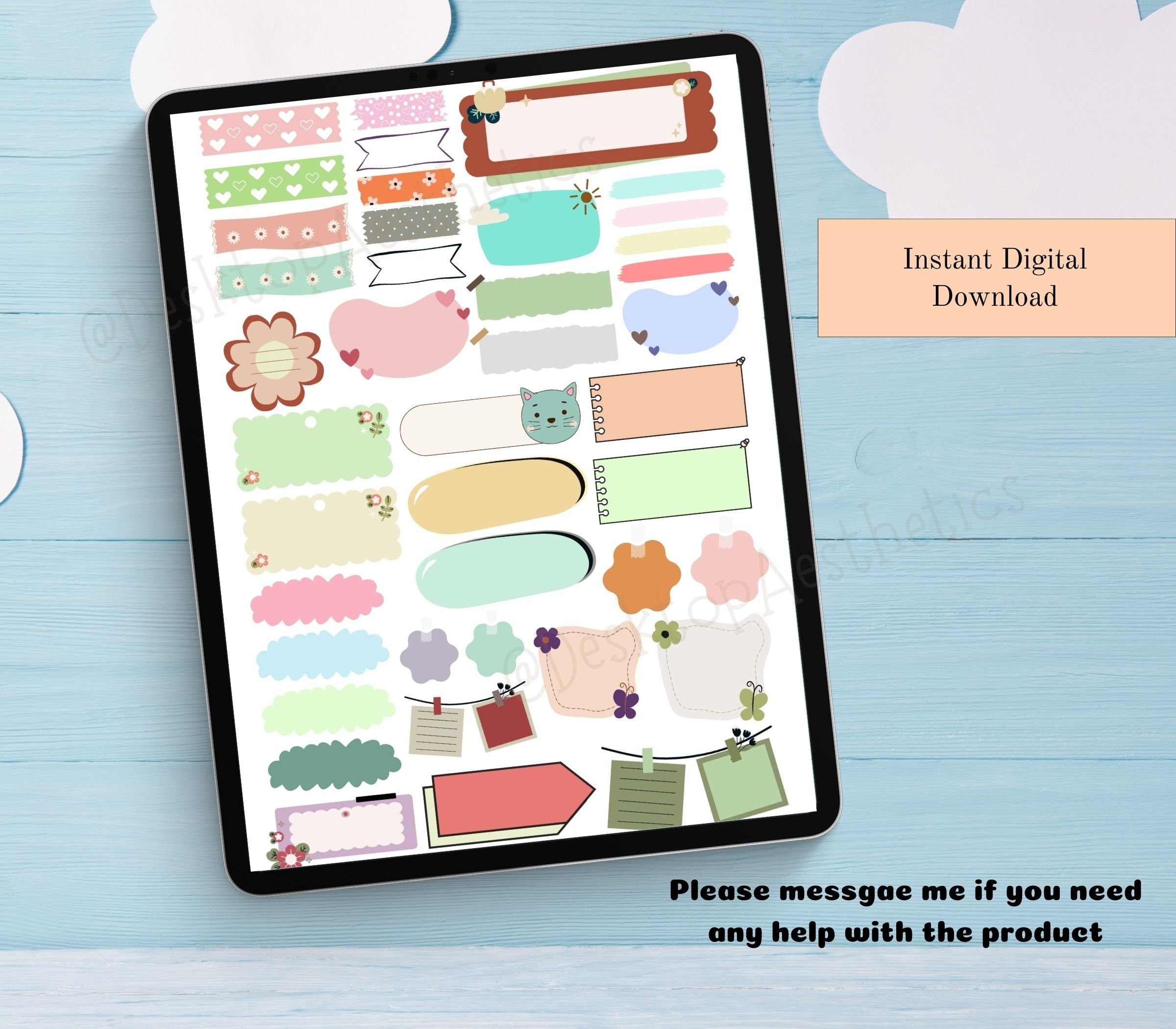 150 Kawaii Digital Sticky Notes Bundle | Goodnotes | Noteshelf ...