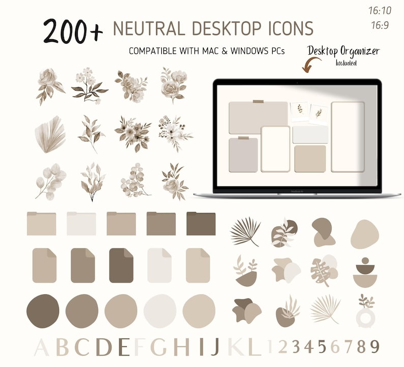 200 Neutral Desktop Folder Icons for Mac Windows Boho - Etsy
