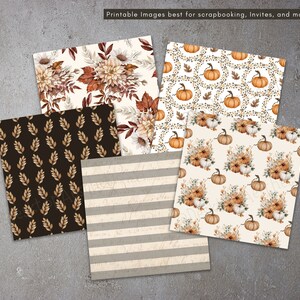 16 Rustic Autumn Floral Digital Paper Pack, Fall Aesthetic, Wedding ...