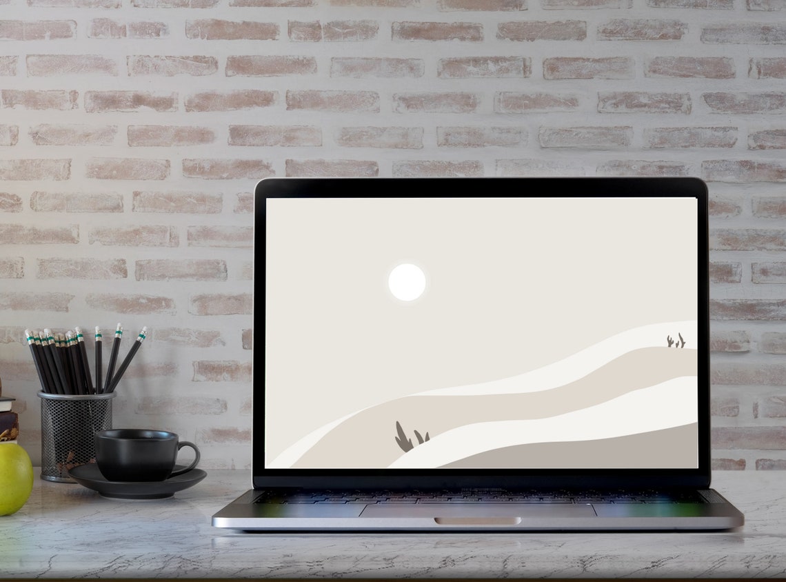 Neutral Boho Wallpaper for Laptop & Desktop Minimalist - Etsy