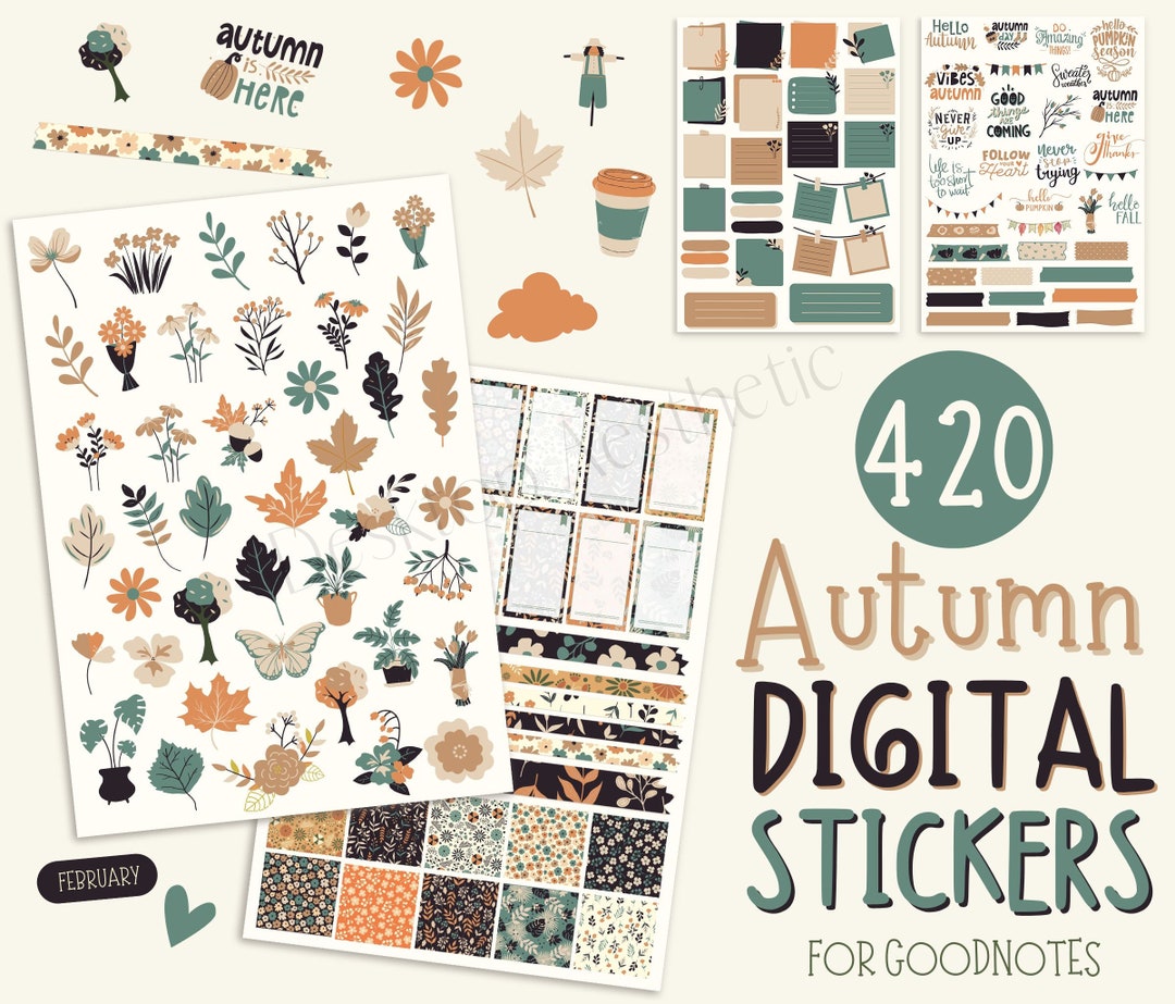 420 Cute Autumn Digital Stickers | Fall Stickers | PNG Stickers | Pre ...