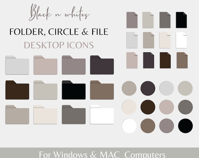 36 Black N White Desktop Folder Icons for MAC and WINDOWS - Etsy