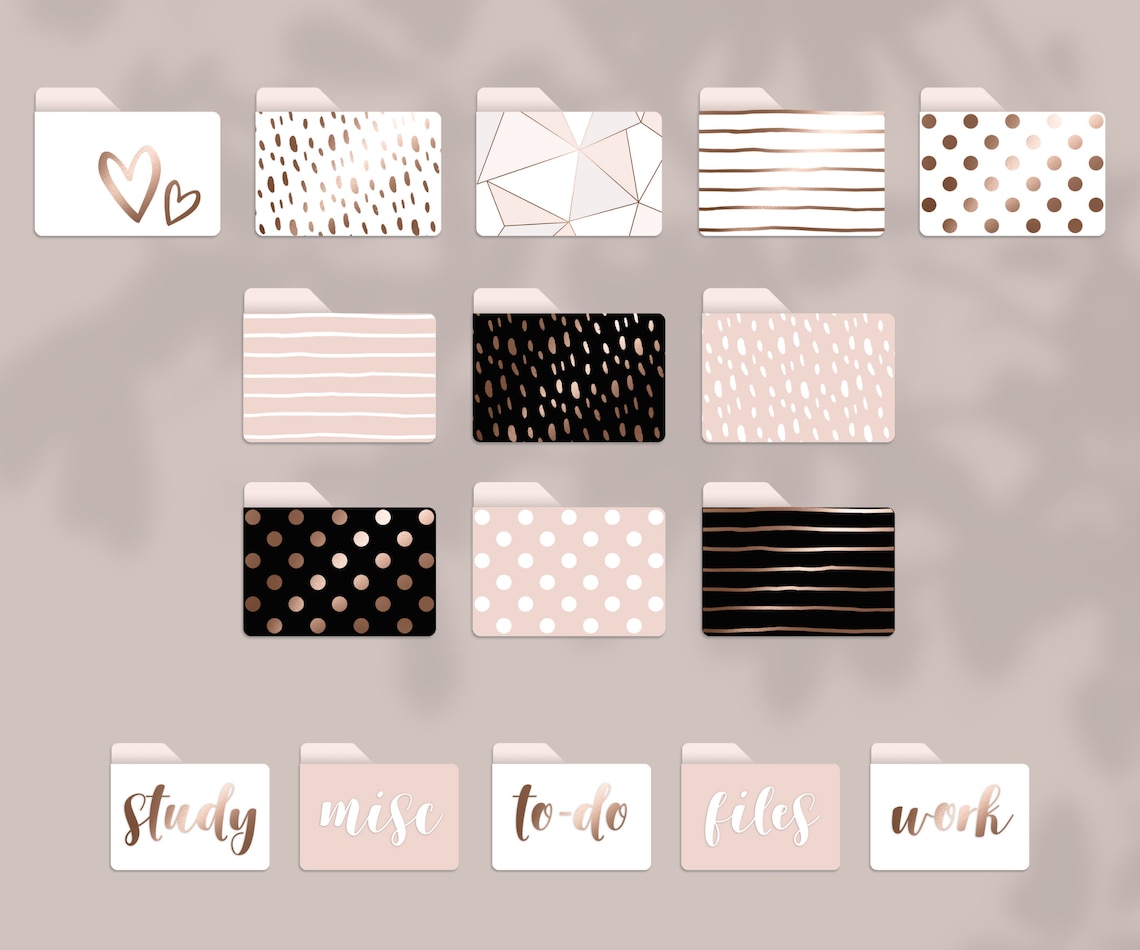 20 Chic Folder Icons for MAC and WINDOWS Computers Rose Gold - Etsy
