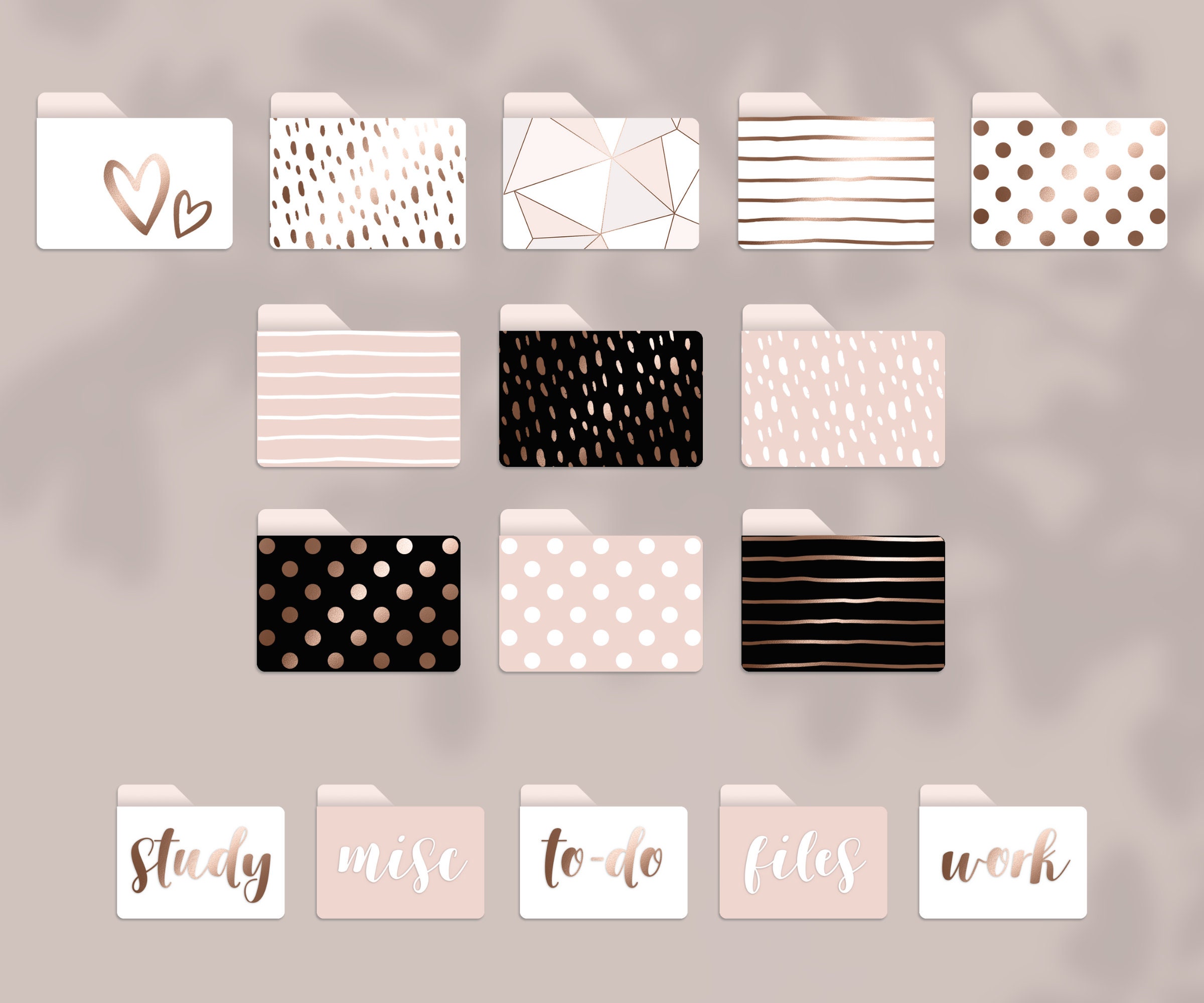 20 Chic Folder Icons for MAC and WINDOWS Computers Rose Gold - Etsy