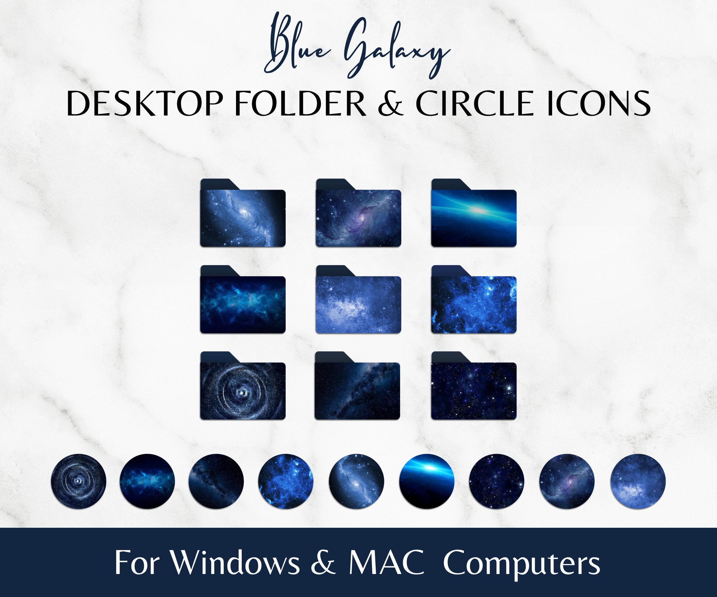 18 Blue Galaxy Theme Desktop Icons for MACBOOK and WINDOWS - Etsy