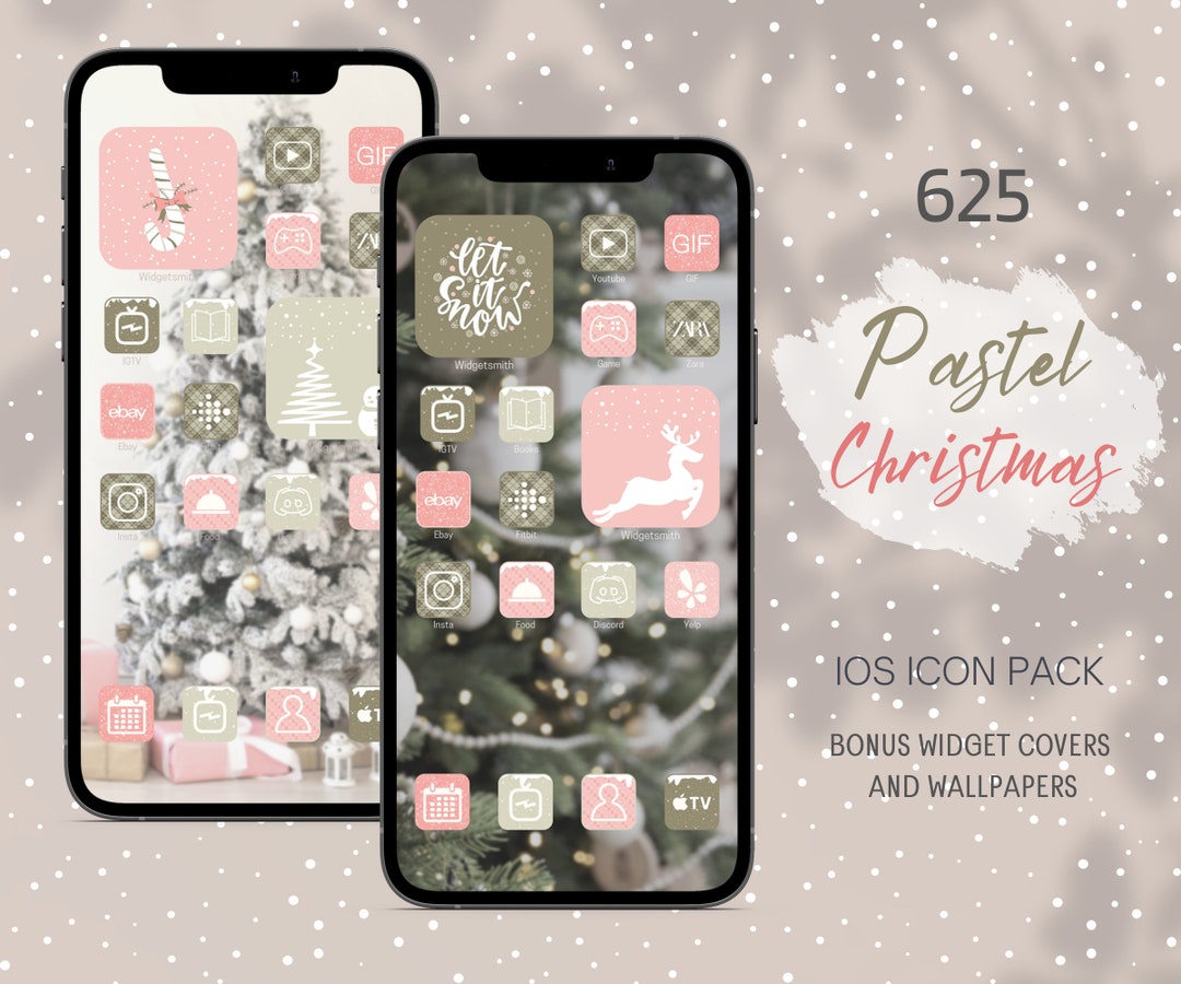 Buy 625 Christmas App Icons Ios Icons Pastel Christmas Aesthetic iPhone ...