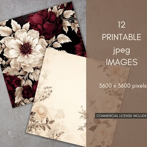 Elegant Burgundy Digital Paper Pack | Vintage | 12 Printable Scrapbook ...