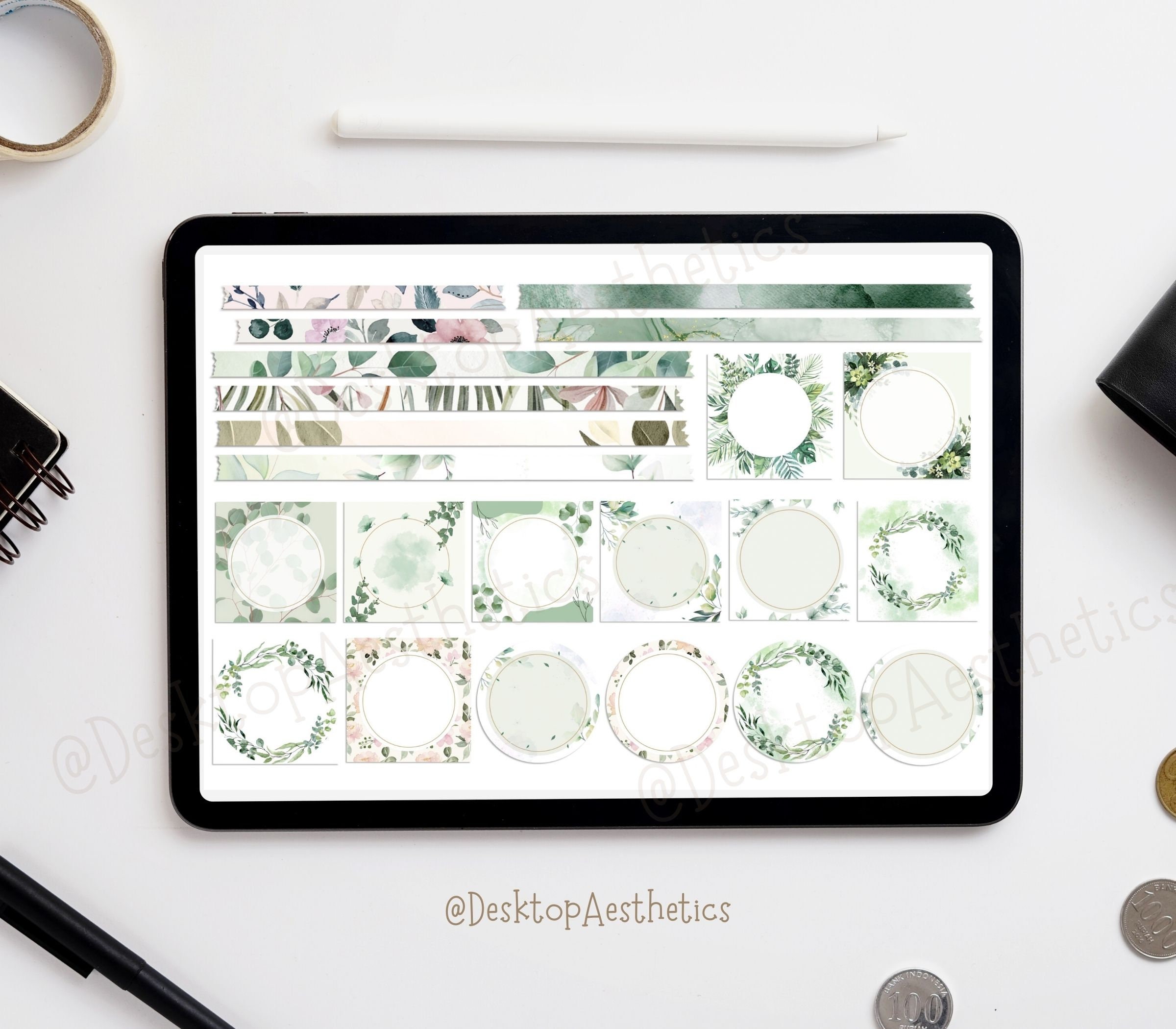 650 Botanical Digital Stickers BUNDLE, Pre-cropped Goodnotes Stickers ...