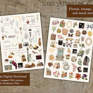Buy 350 Vintage Digital Journal Sticker BUNDLE, Pre-cropped Vintage ...