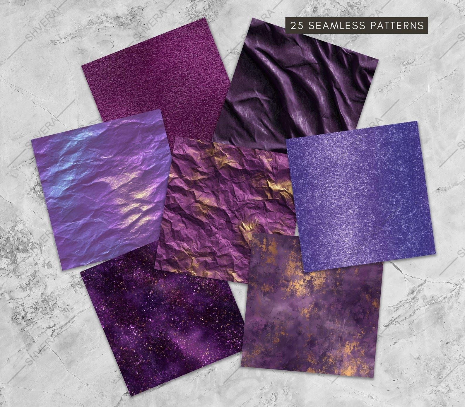 25 Seamless Purple Glitter Digital Paper Bundle, Amethyst Textures ...