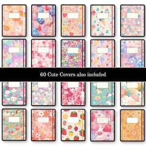 60 Kawaii Goodnotes Covers, Digital Notebook Covers, Cute Aesthetic ...