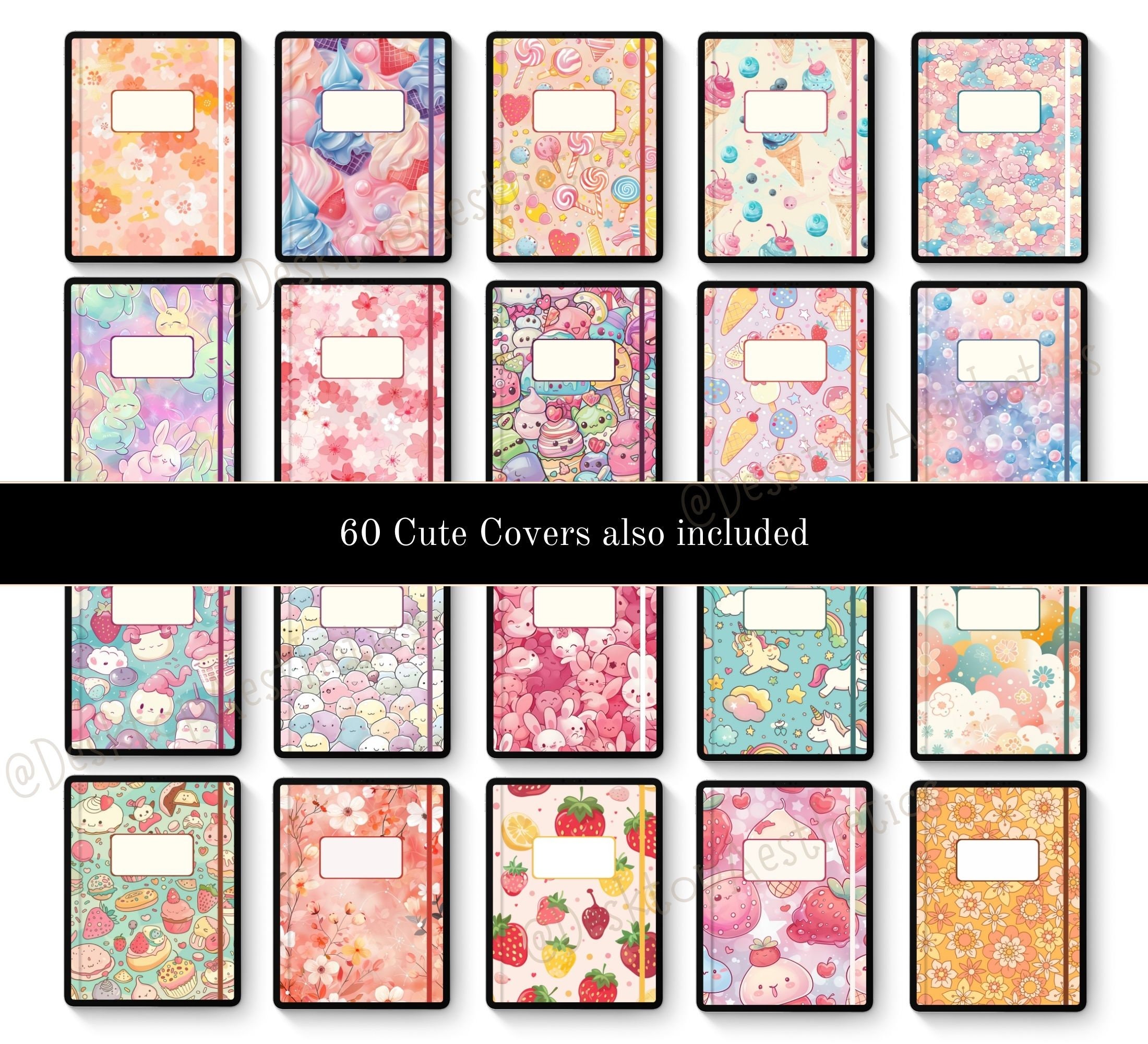 60 Kawaii Goodnotes Covers, Digital Notebook Covers, Cute Aesthetic ...