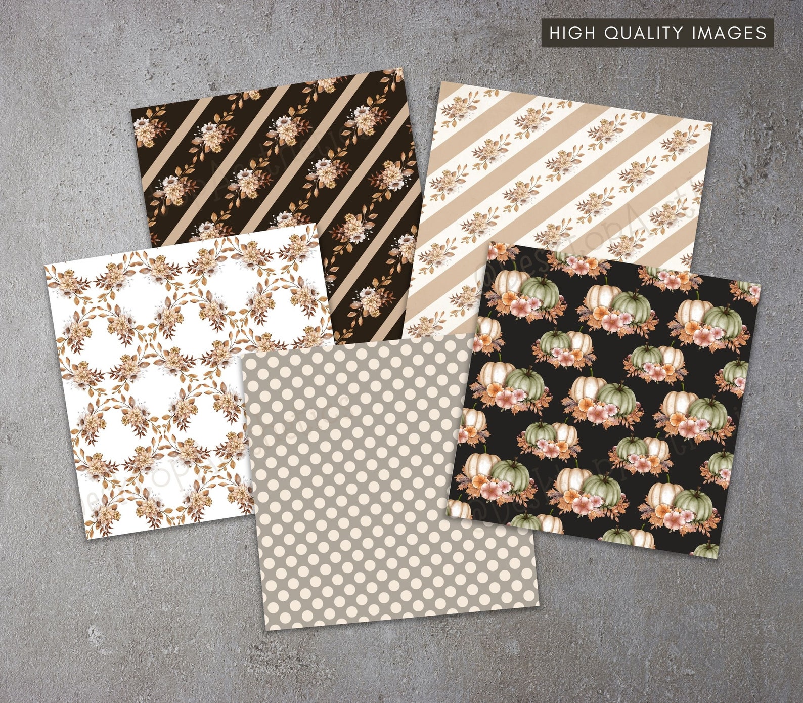 Buy 16 Rustic Autumn Floral Digital Paper Pack, Fall Aesthetic, Wedding ...