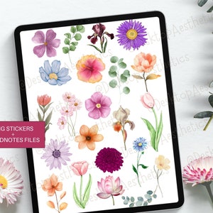 70+ Digital Floral Digital Planner Stickers Pre-cropped for Goodnotes ...
