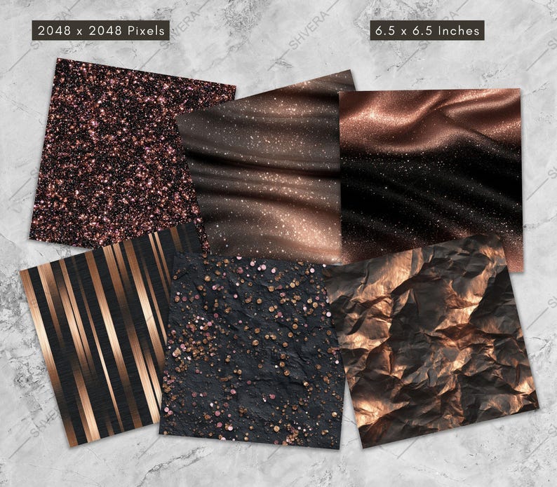 24 Seamless Black & Rose Gold Digital Paper Bundle, Printable Marble ...