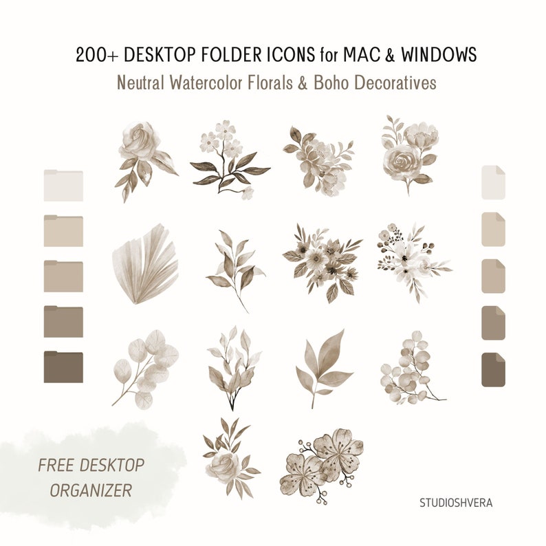 200 Neutral Desktop Folder Icons for Mac Windows Boho | Etsy