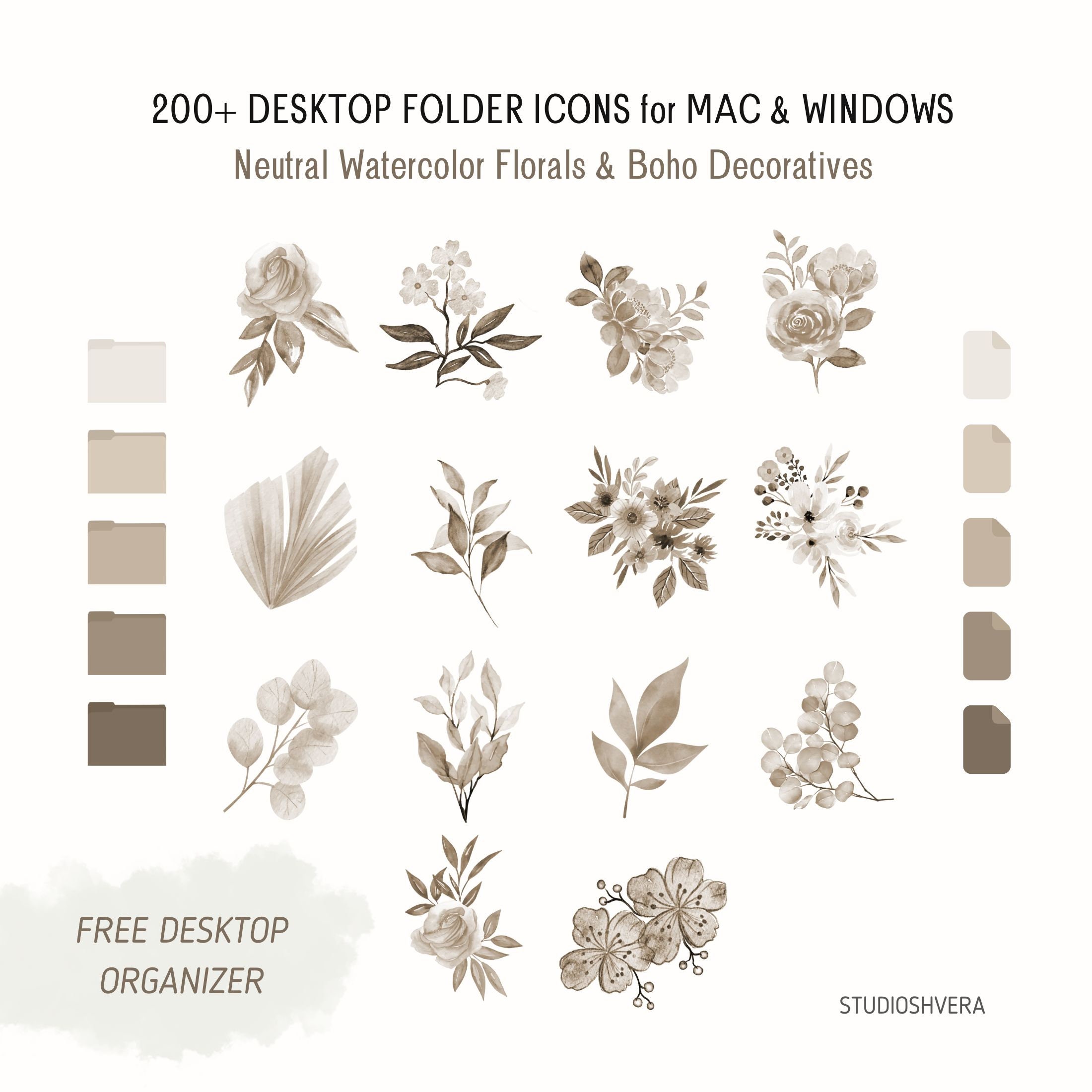 200+ Neutral Desktop Folder Icons for Mac, Windows | Boho Desktop Icons ...