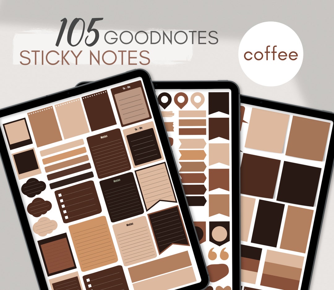 105 Coffee Goodnotes Sticky Notes, Pre Cropped Neutral Digital ...