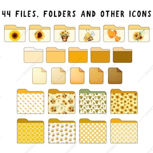 44 Sunflower Folder Icons for MAC and WINDOWS Desktop Customization ...
