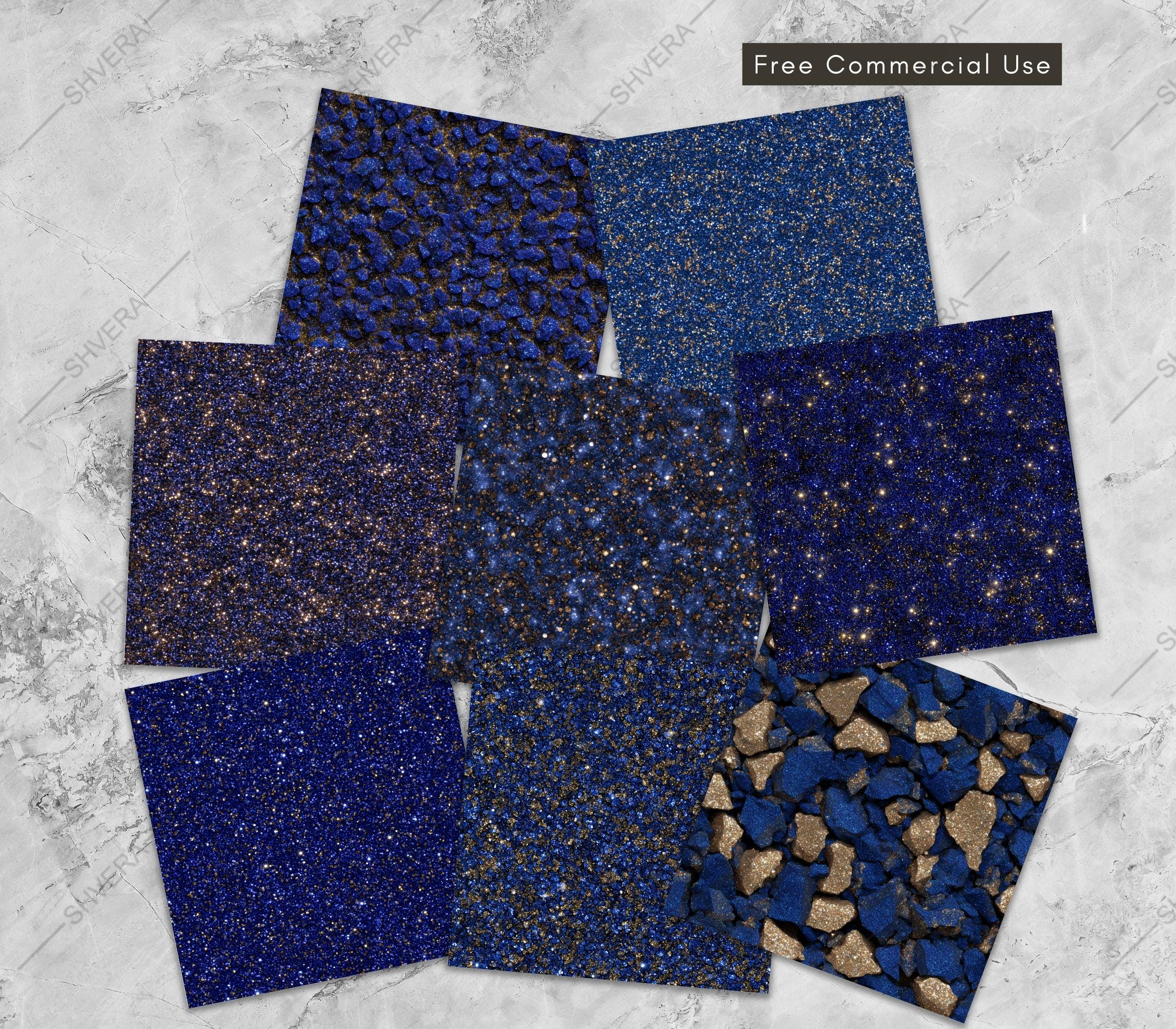 32 Seamless Navy Blue and Gold Glitter Digital Paper Bundle, Dark ...