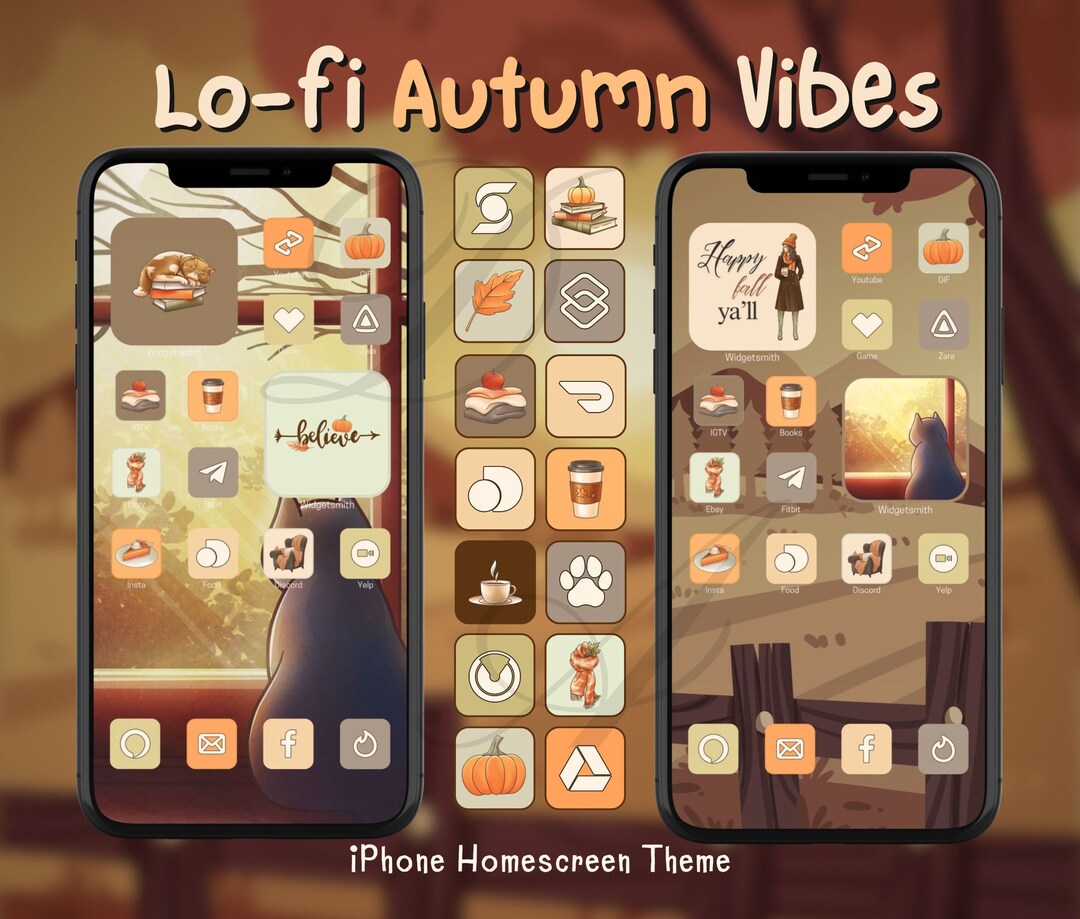 820 Lofi Autumn App Icons | Cute Ios Icons | Fall Aesthetic | Fall ...