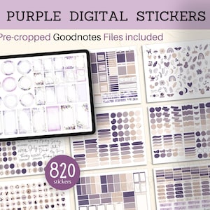Buy 820 Purple Digital Stickers BUNDLE, Pre-cropped Goodnotes Widgets ...