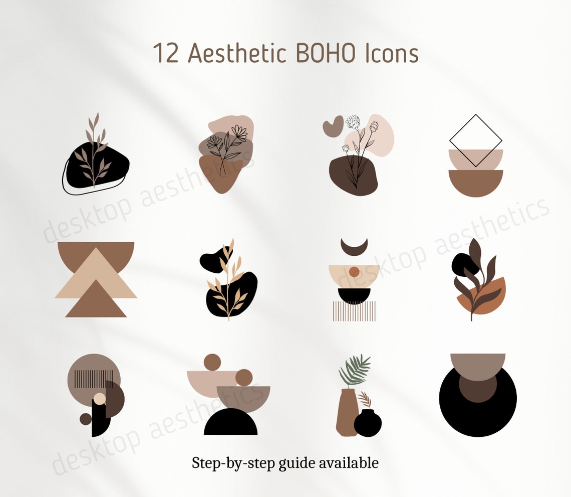 320 Aesthetic Boho Desktop BUNDLE Dark Mode Folder Icons for - Etsy