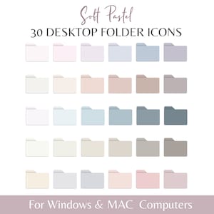 30 Soft Pastel Desktop Folder Icons for MacBook and WINDOWS Computers ...