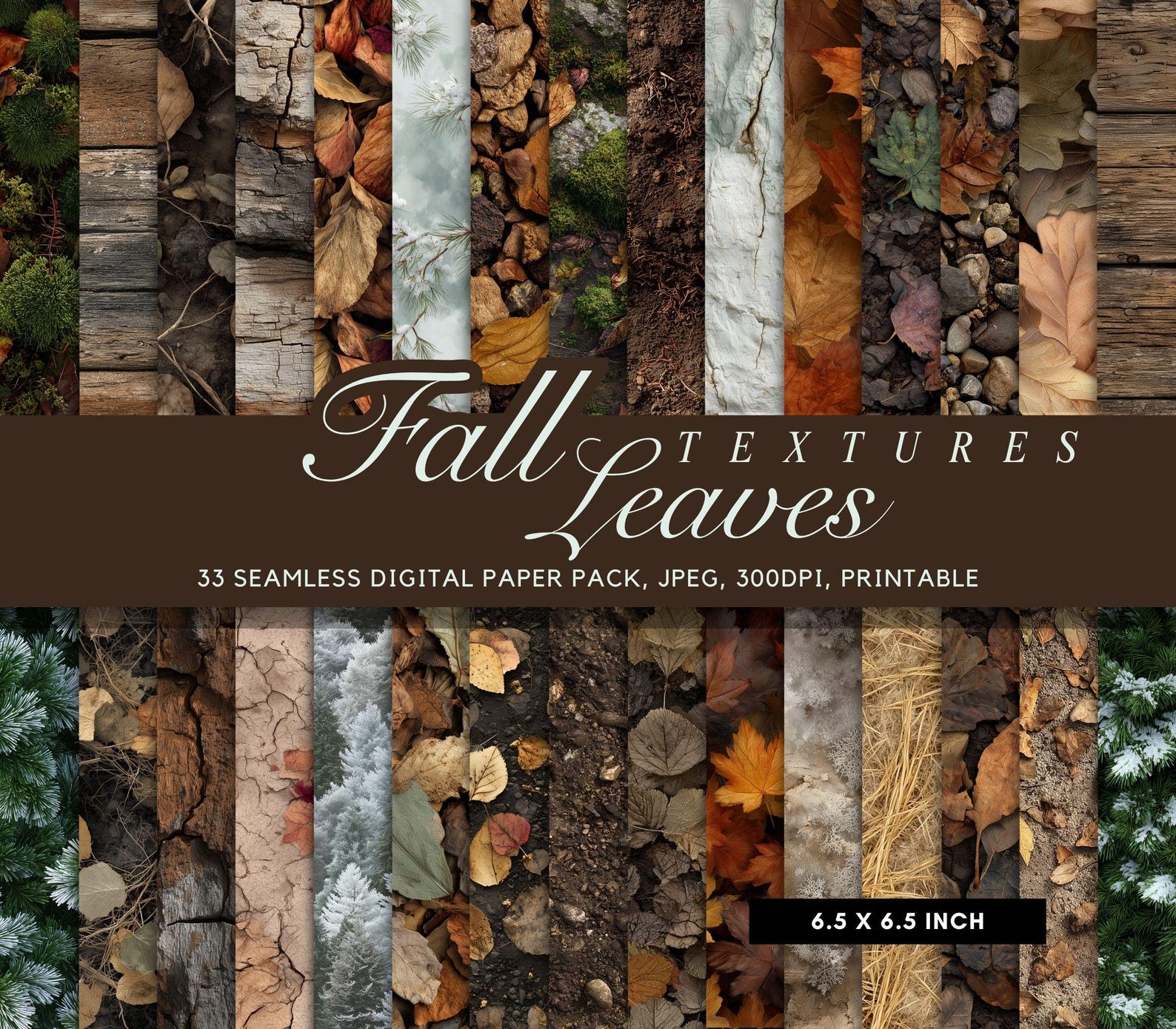 33 Seamless Fall Leaves Digital Paper Bundle, Printable Autumn Forest ...