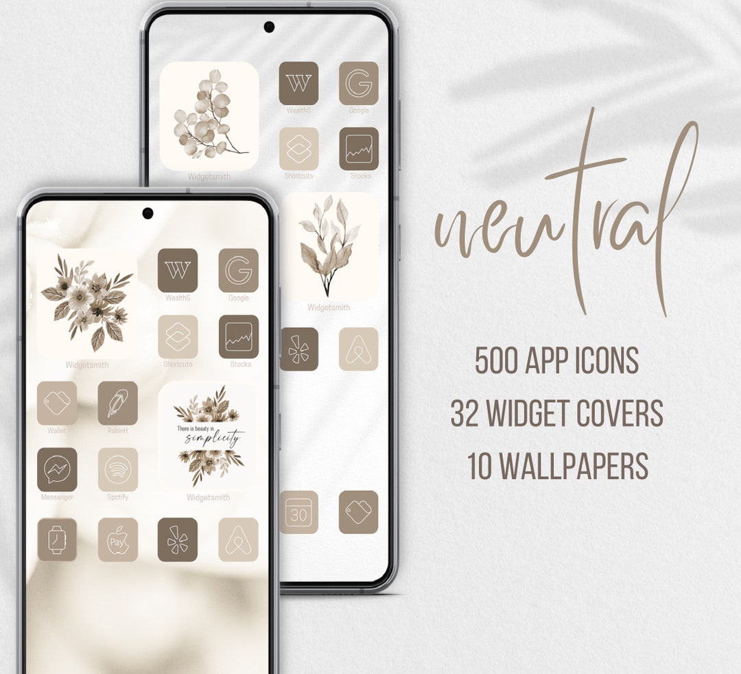 500 Floral App Icons | Ios Icons | Neutral iPhone Aesthetic | iPhone ...