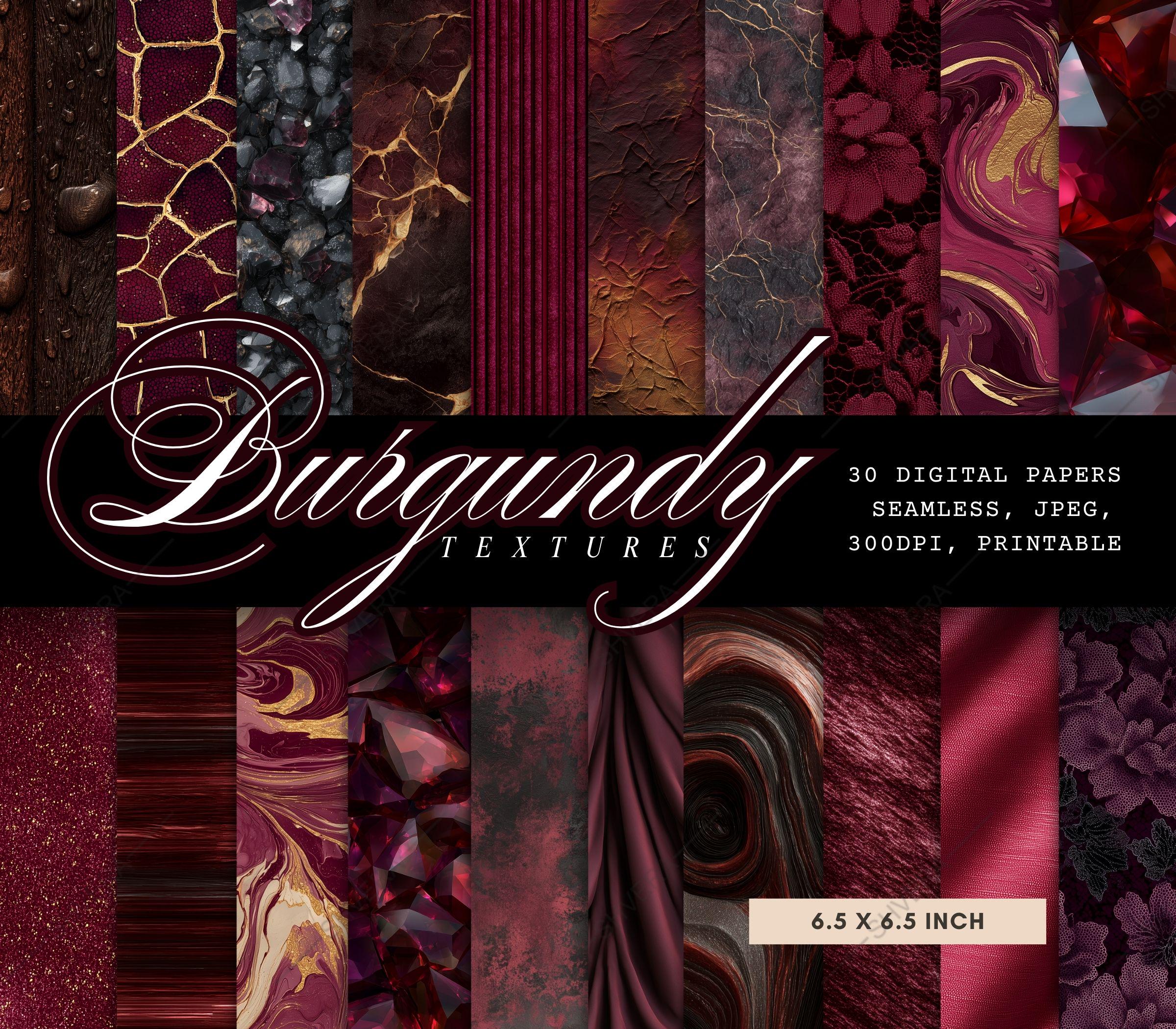 30 Seamless Luxury Burgundy Digital Paper Pack, Printable Textures ...
