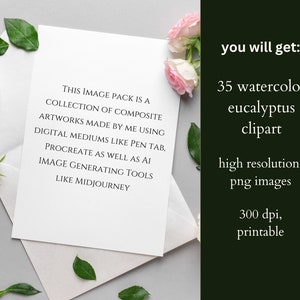 35 Watercolor Eucalyptus Leaves Botanical Digital Clipart Set, Png ...