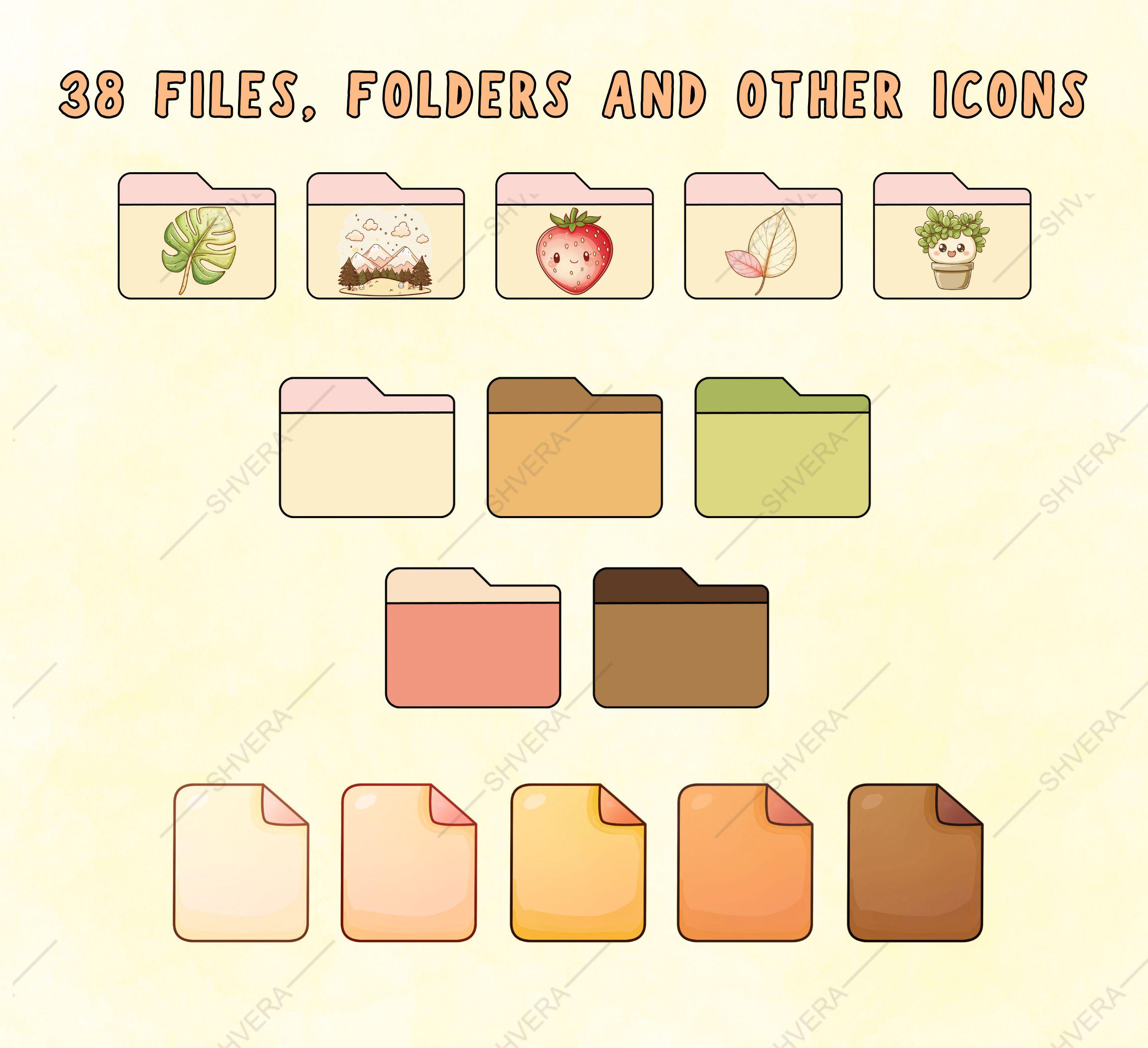 30 Kawaii Neutral Folder Icons for MAC and WINDOWS Desktop ...