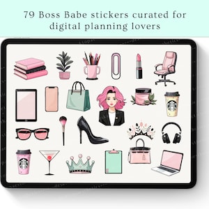 Buy Boss Babe Digital Stickers 79 Pre-cropped Goodnotes, PNG Stickers ...